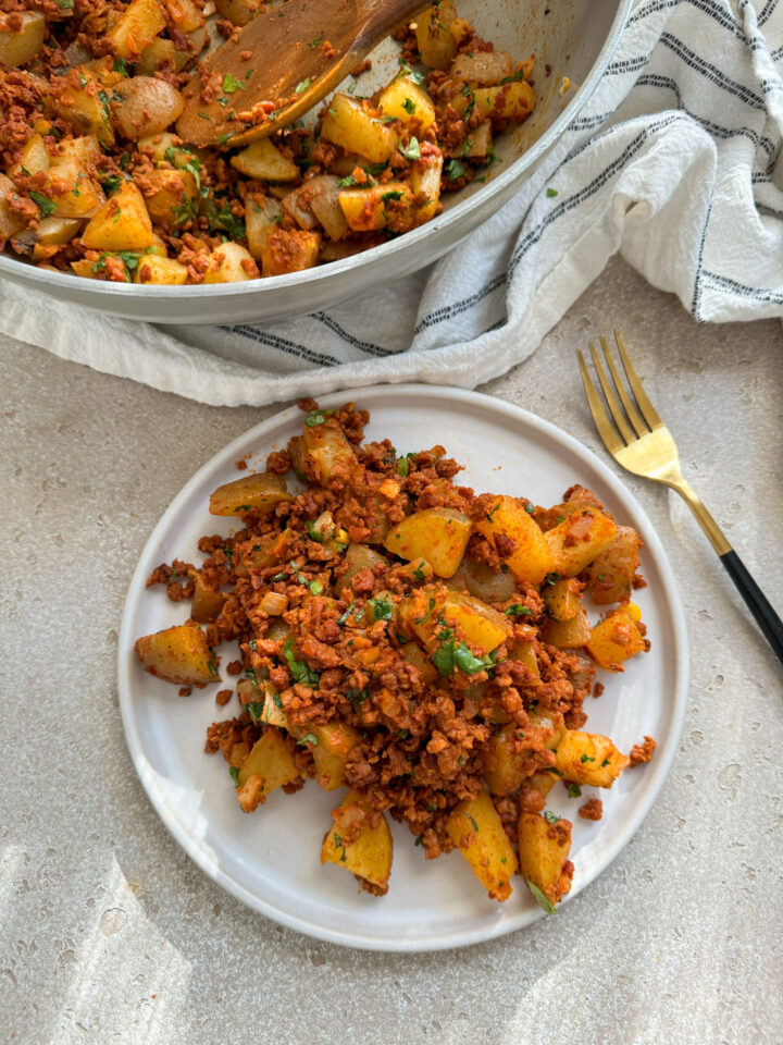 Easy Vegan Papas con Chorizo - Wholly Nourished